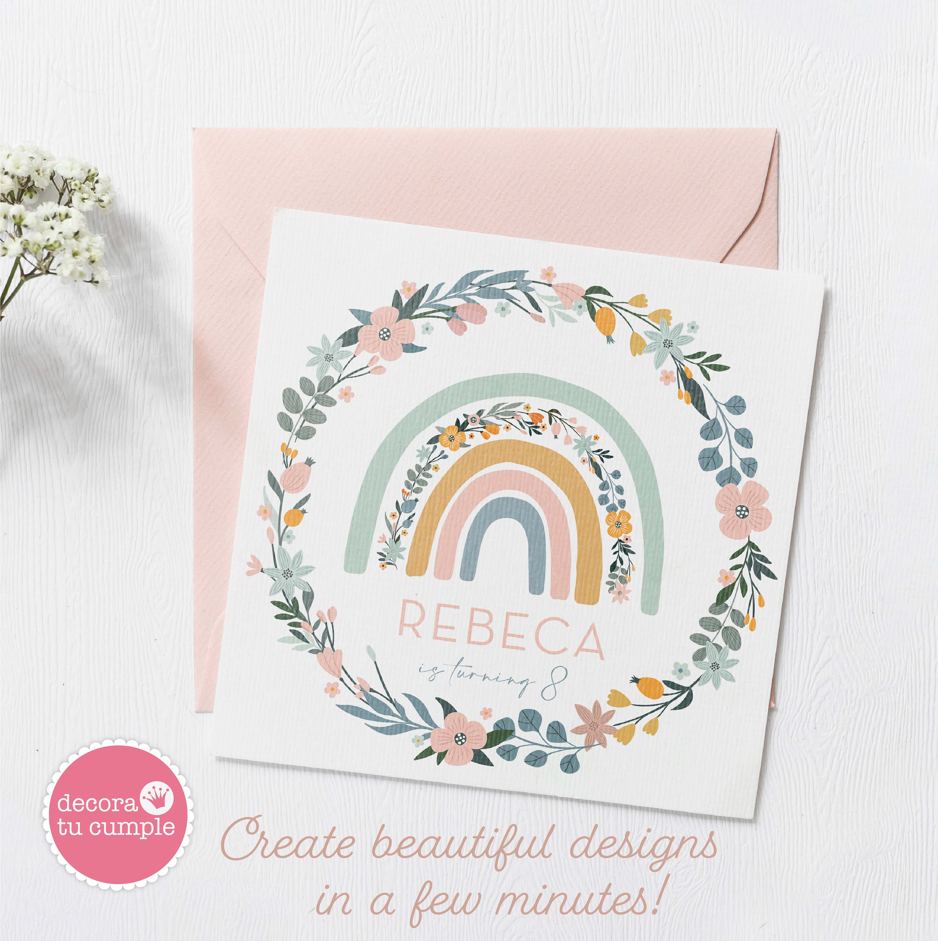Boho Rainbow Floral Clipart Set Boho Rainbow Natural Colors | Etsy UK