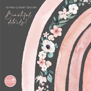 Boho Rainbow Floral Clipart Set, Watercolor Flowers (instant Download ...
