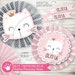 Cute Kitten Cat Birthday Decorations, Cute Digital Birthday Printable ...