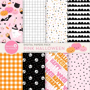 Pink Halloween Ghost Digital Papers, Nursery Clipart - Etsy