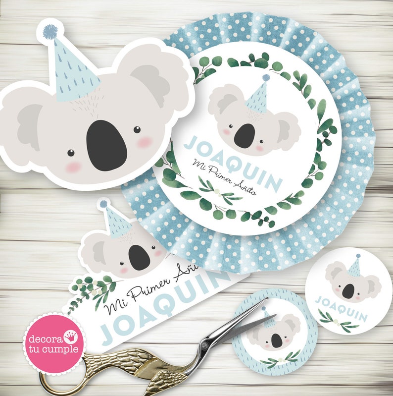 Cute Koala Baby Boy Greenery Party Birthday Printable Kit Tags - Etsy