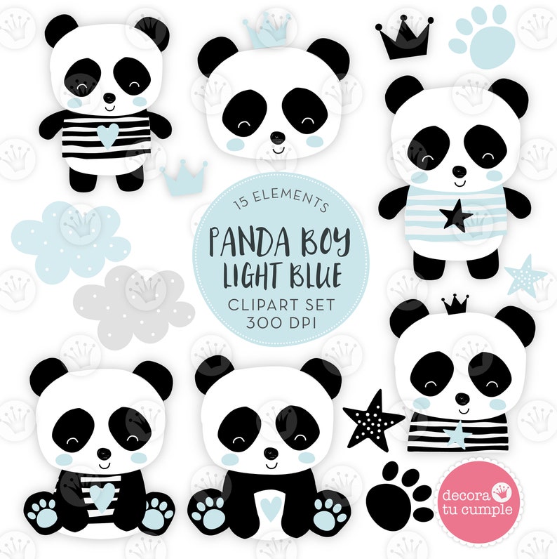 Cute Panda Boy Clipart and Papers (digital Download) - Etsy
