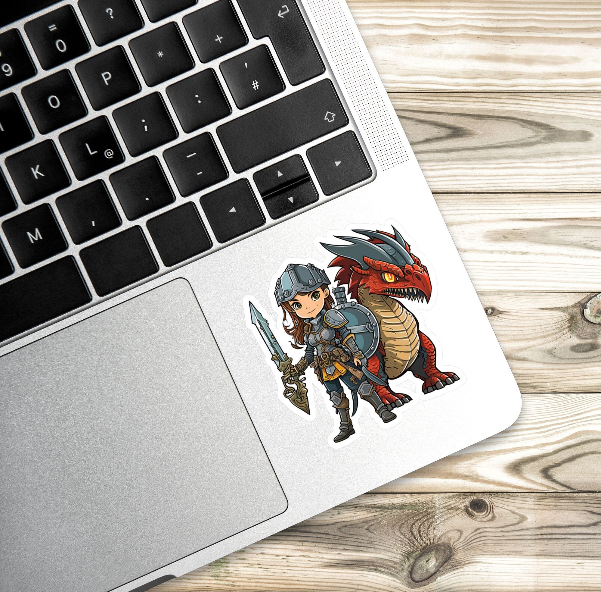 Ruby Guardian Young Warrior Girl and Red Dragon Protector Sticker ...