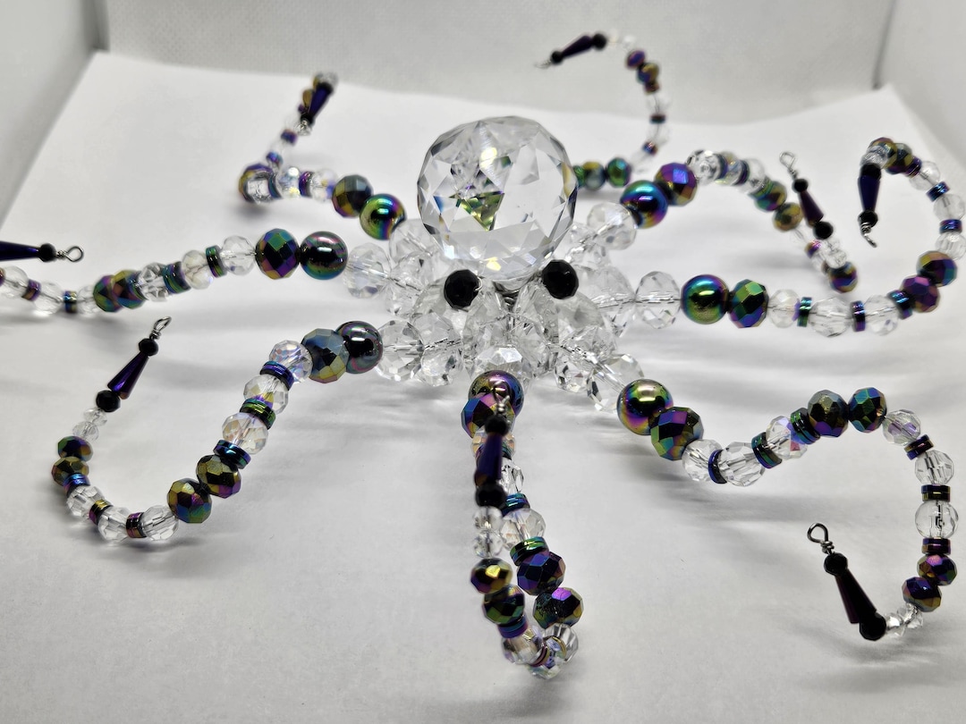 Beaded Hematite Octopus Crystal Decoration or Sun Catcher - Etsy