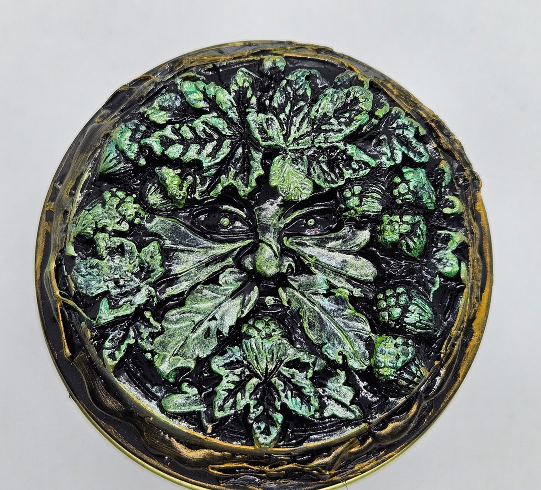 Green Man Trinket Tin | Hand-painted Stash Box - Etsy
