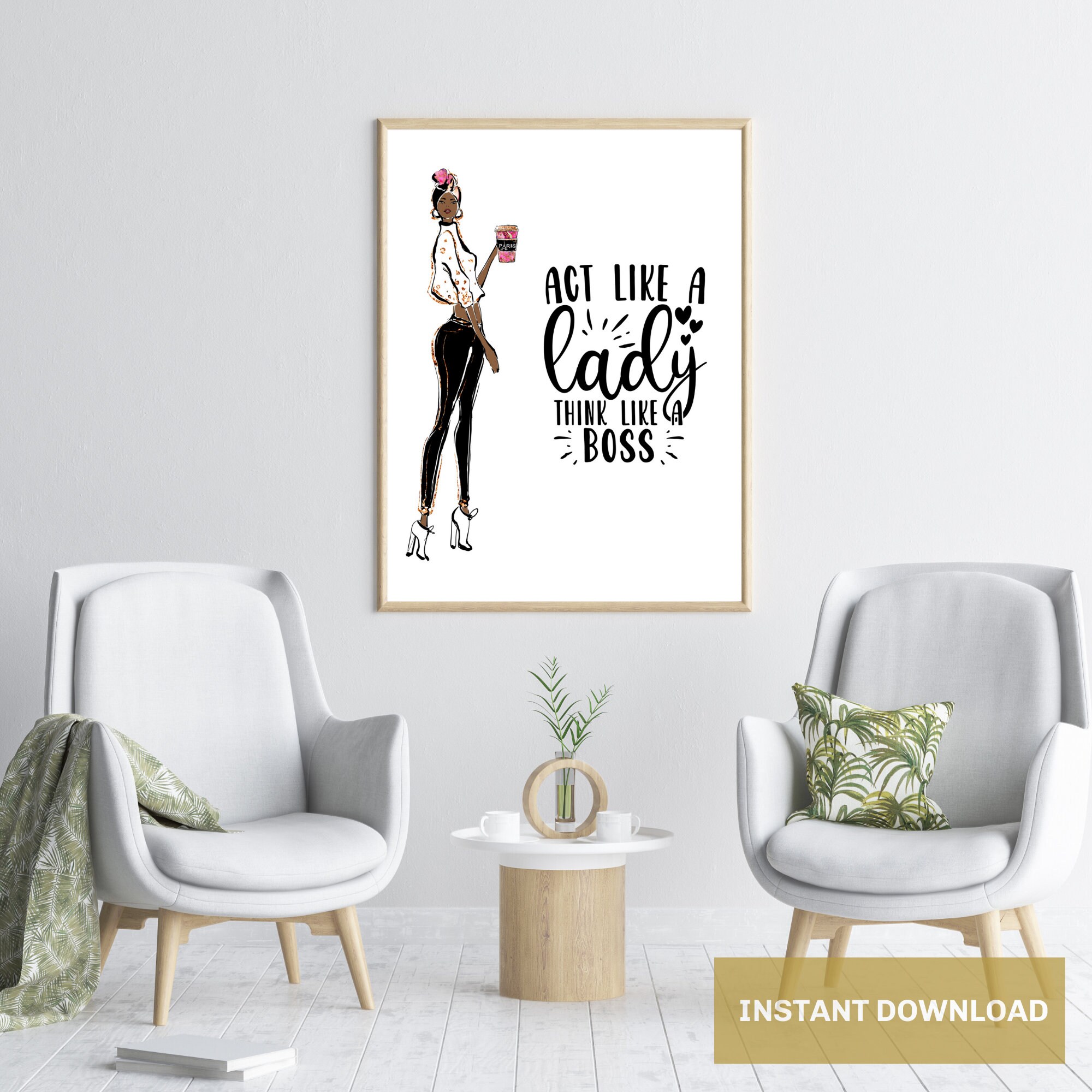 Think Like a Boss Black Art Print, Printable Wall Art Perfect for Your ...