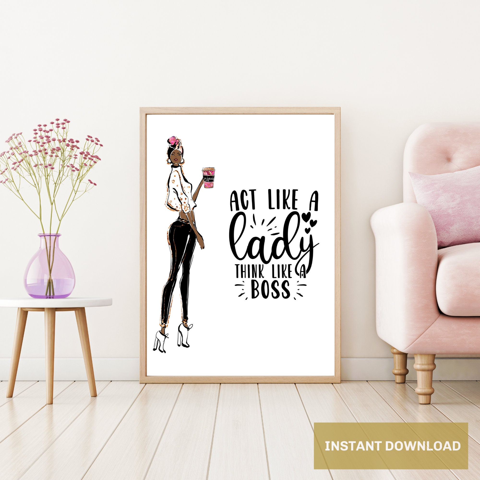 Think Like a Boss Black Art Print, Printable Wall Art Perfect for Your ...