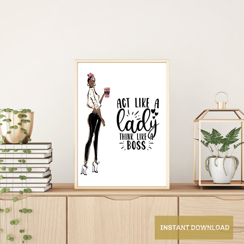 Think Like a Boss Black Art Print, Printable Wall Art Perfect for Your ...