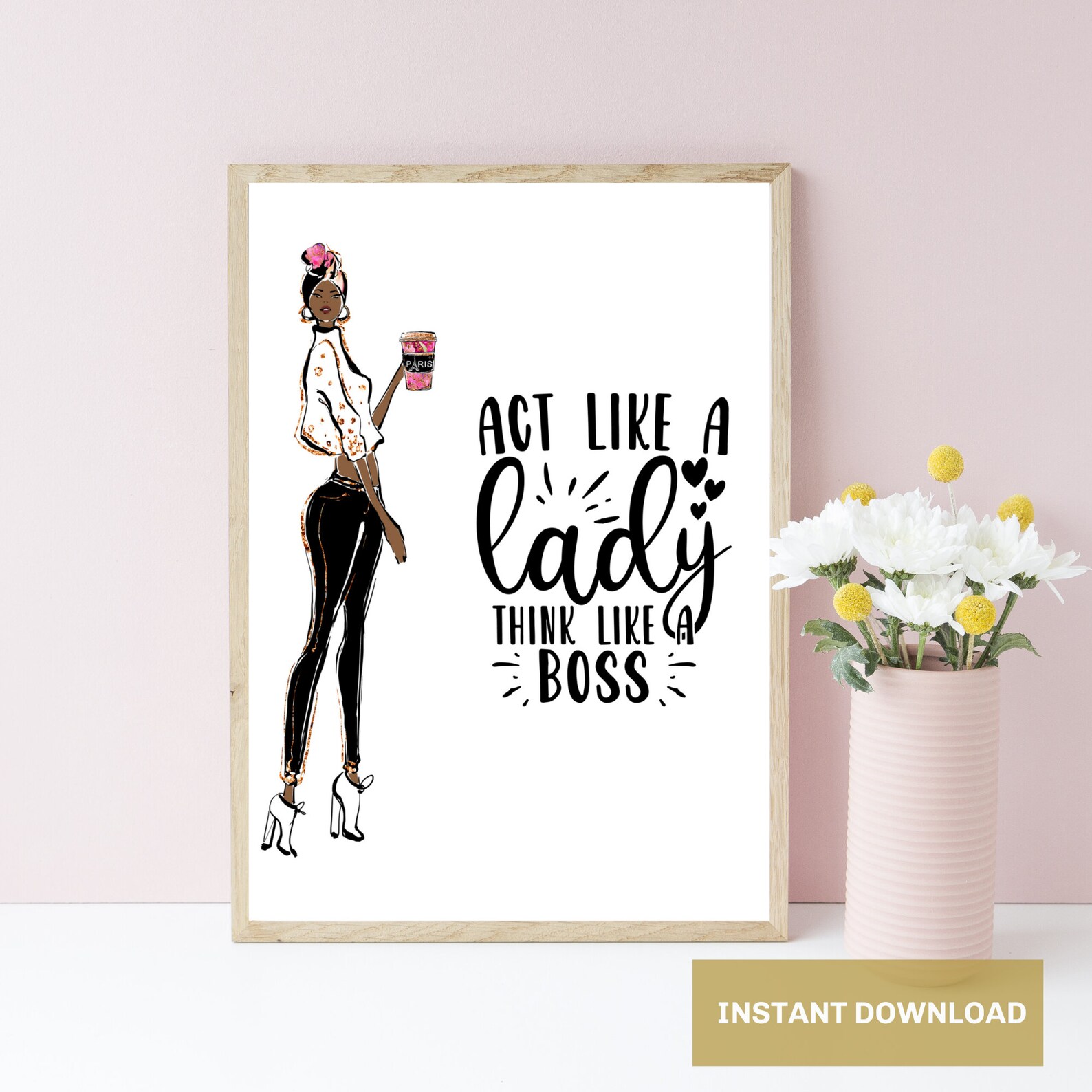 Think Like a Boss Black Art Print, Printable Wall Art Perfect for Your ...