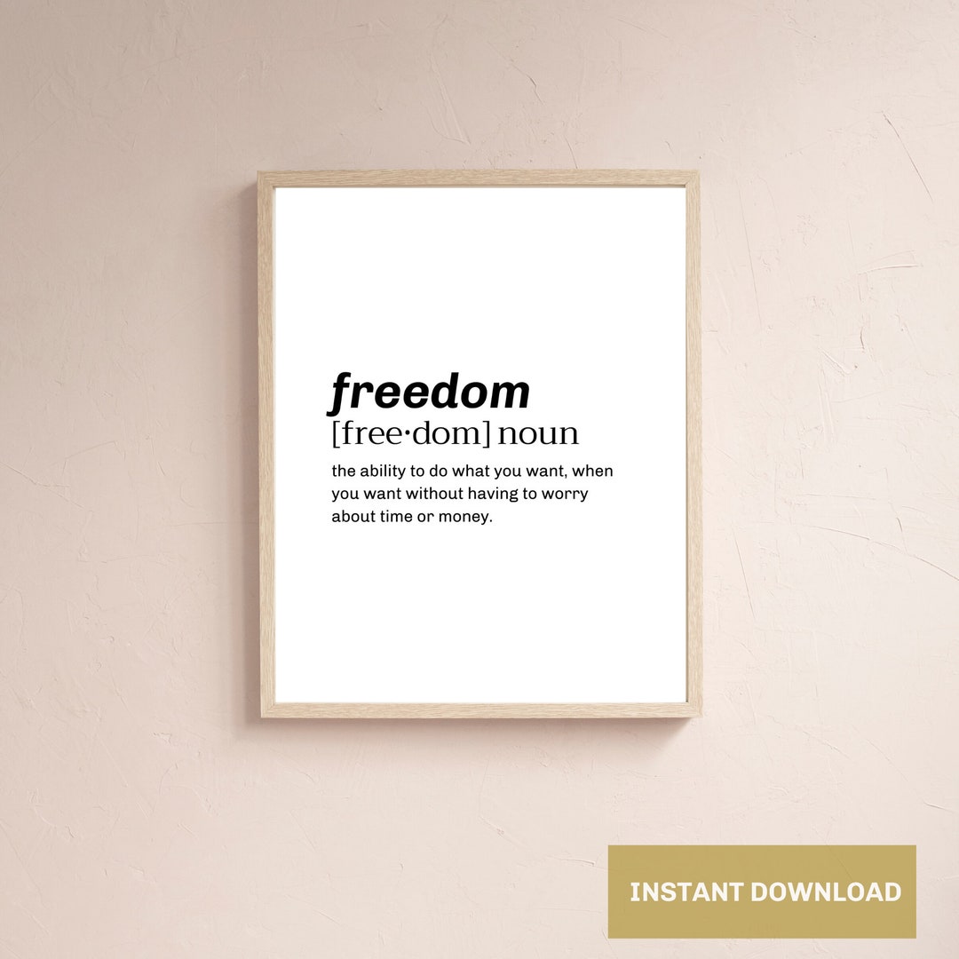 Word Definition Wall Art, Freedom Definition Print, Printable Wall Art ...