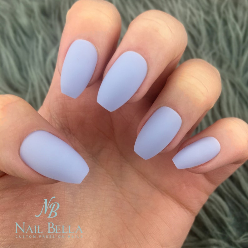 Purple Coffin Press on Nails | Short Periwinkle Fake Nails - Etsy