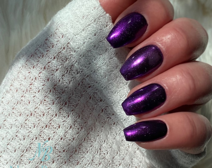 HEX | Blue and Purple Color Shifting Cats Eye Press on Nails | Witchy ...