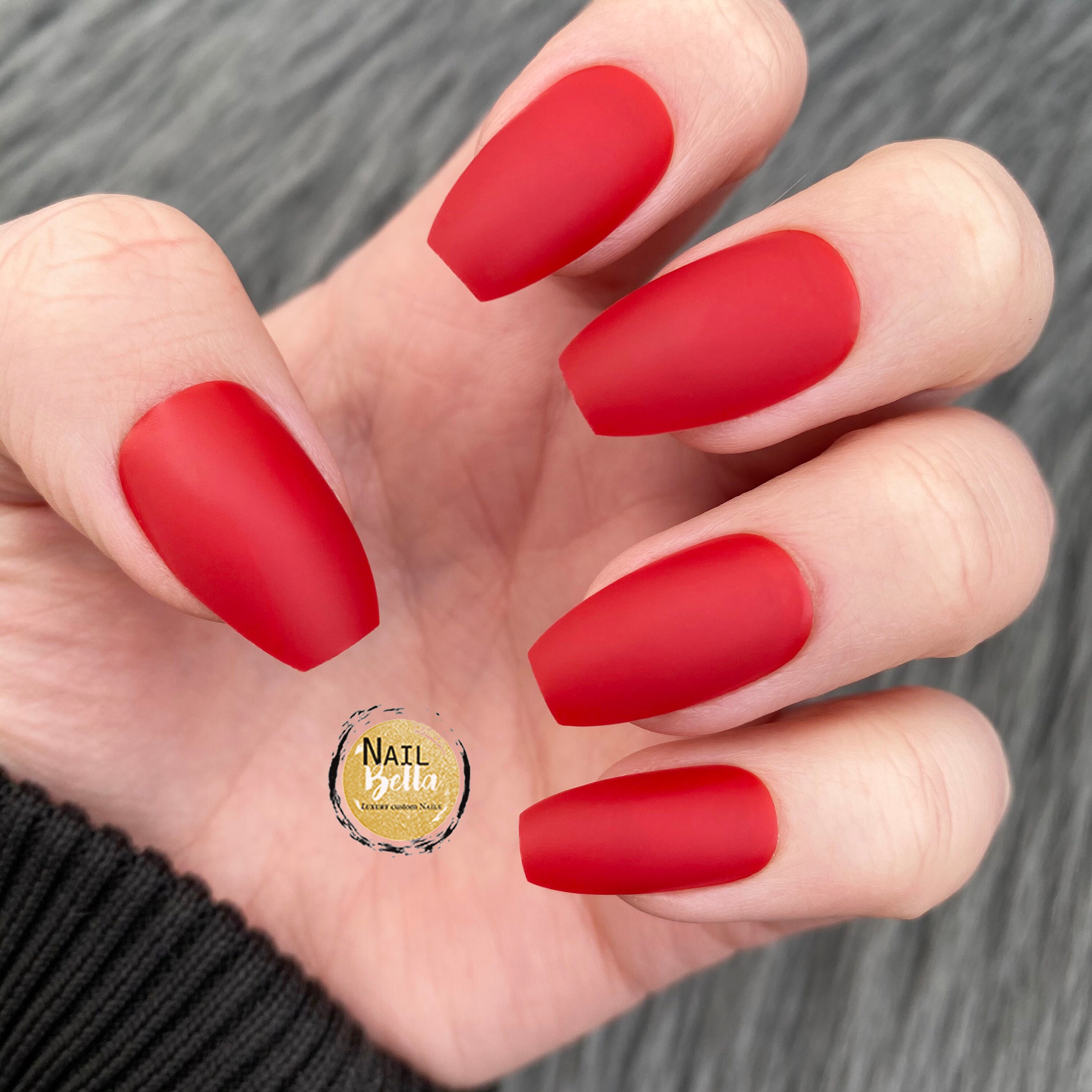 Short Coffin Press on Nails Matte Red Press on Nails Short - Etsy