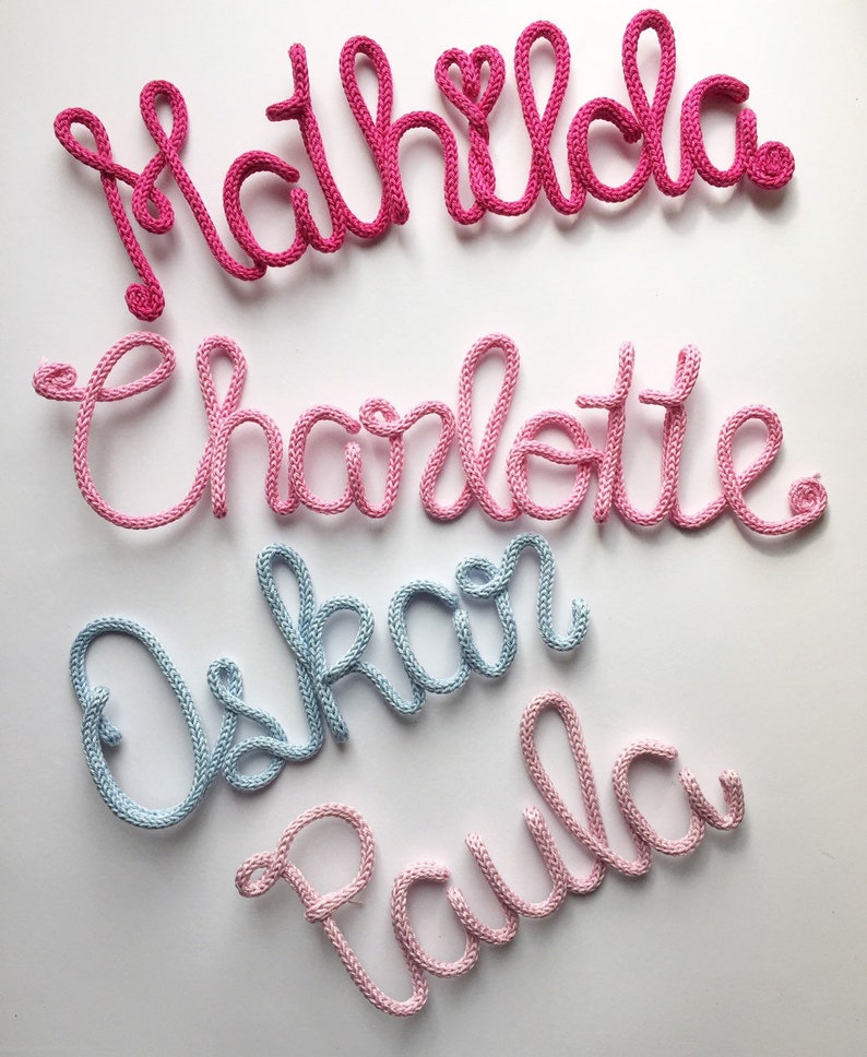 Personalized lettering of wire and wool door sign name plate | Etsy