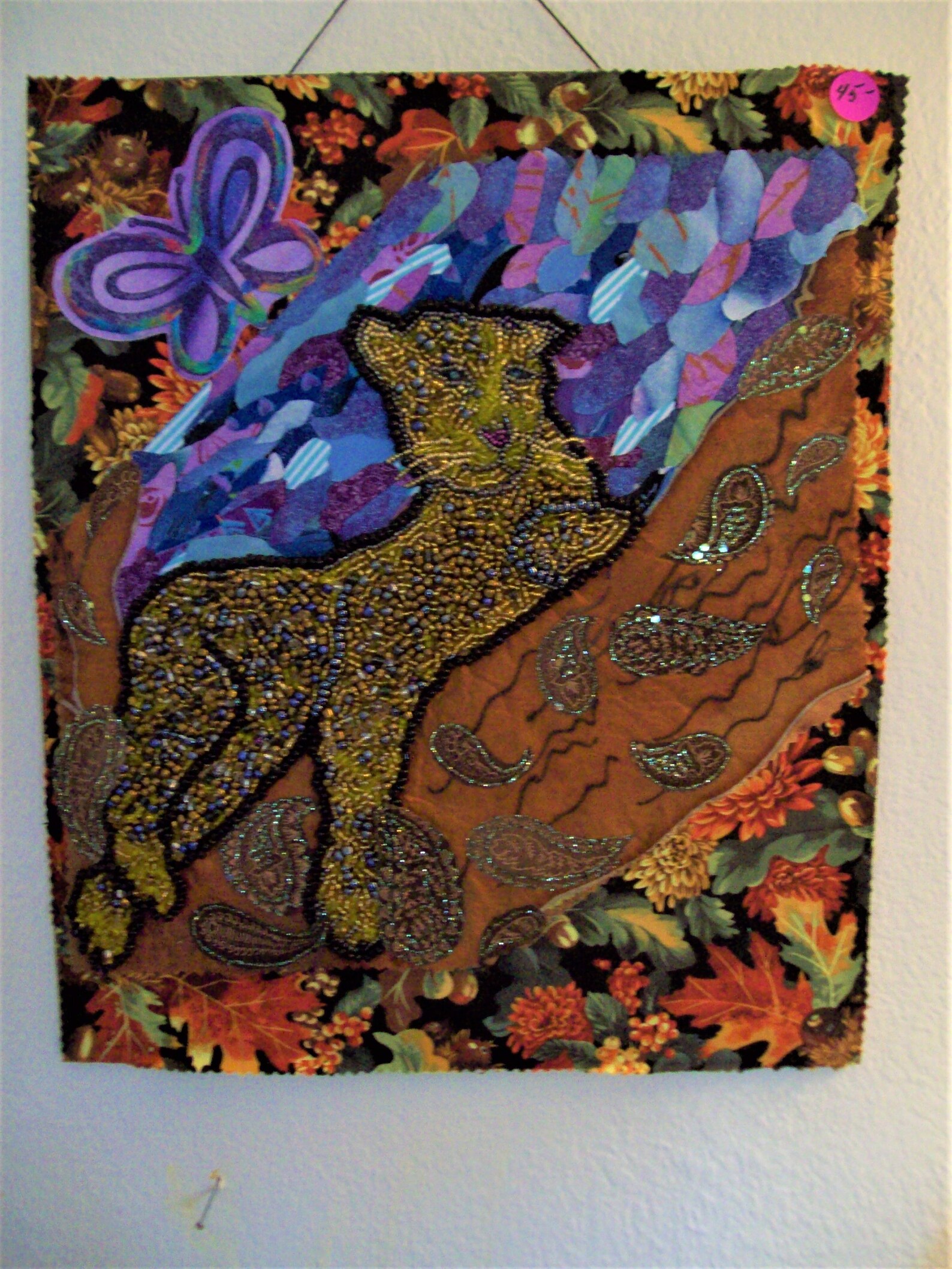 The Last Tree Leopard Textile Art Collage With Fabric and - Etsy