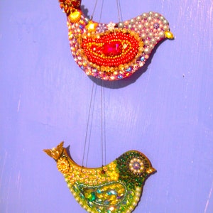 Little Mosaic Bird, With Beadwork and Rhinestones, Sparkle Birds - Etsy