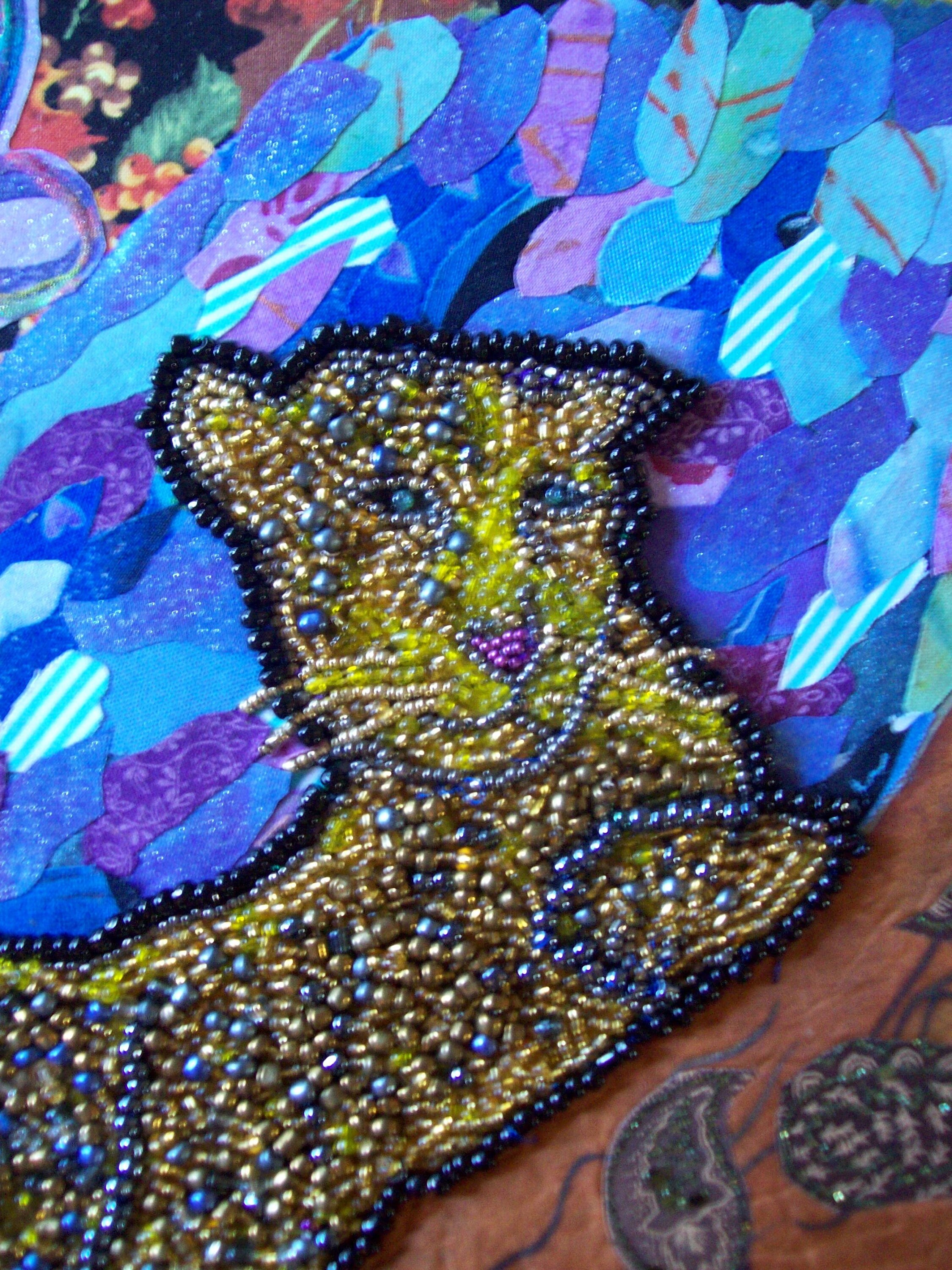 The Last Tree Leopard, Textile Art, Collage With Fabric and Beads, Bead ...
