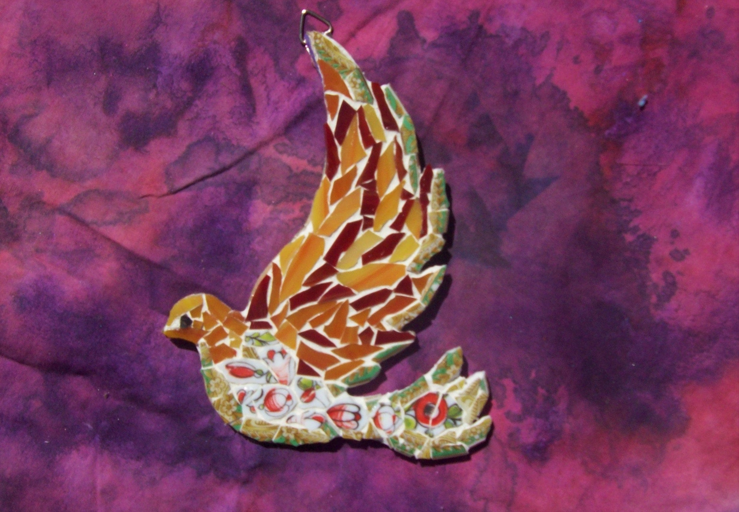 Mosaic Dove in Tones of Red and Gold - Etsy
