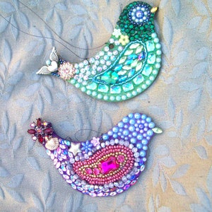 Little Mosaic Bird, With Beadwork and Rhinestones, Sparkle Birds - Etsy