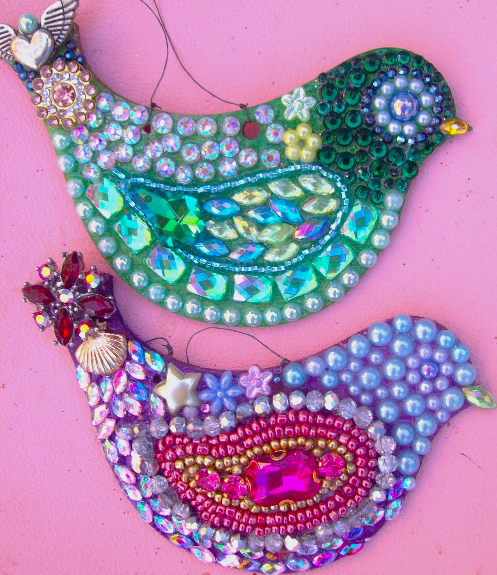 Little Mosaic Bird, With Beadwork and Rhinestones, Sparkle Birds - Etsy