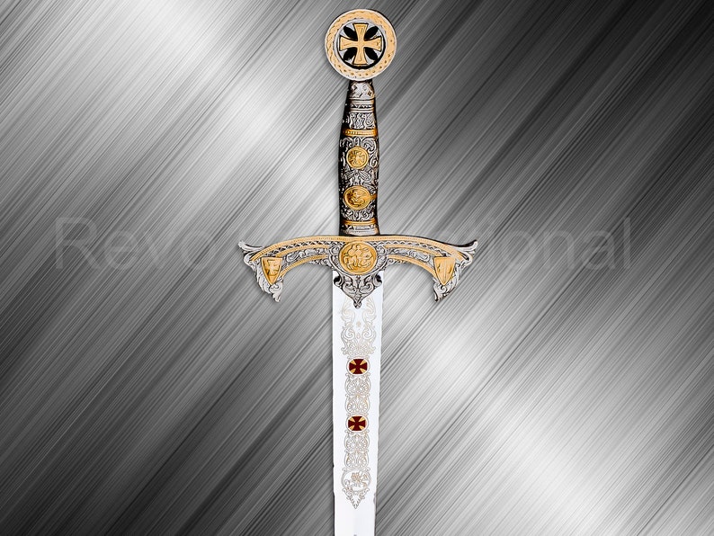 Handmade Templar Knights Sacred Holy Longsword Ornate Full Length Steel ...