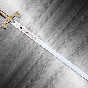 Handmade Templar Knights Sacred Holy Longsword Ornate Full Length Steel ...