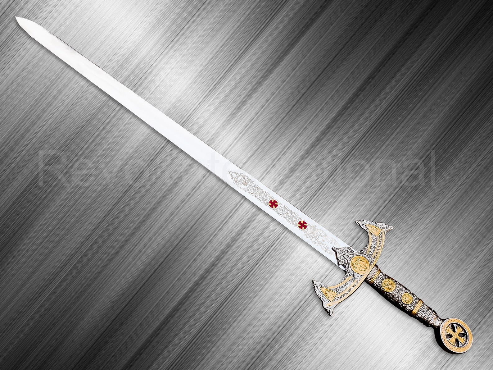 Handmade Templar Knights Sacred Holy Longsword Ornate Full Length Steel ...