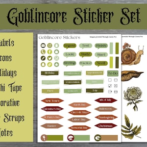 Digital Stickers | Goblincore Sticker Set | Planner Stickers | PNG ...