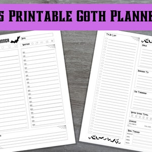 A5 Printable Goth Planner Pages | PDF Planner | Daily, Weekly, and ...