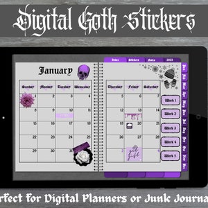 Digital Stickers | Goth Stickers | Goth Planner Stickers | PNG Digital ...