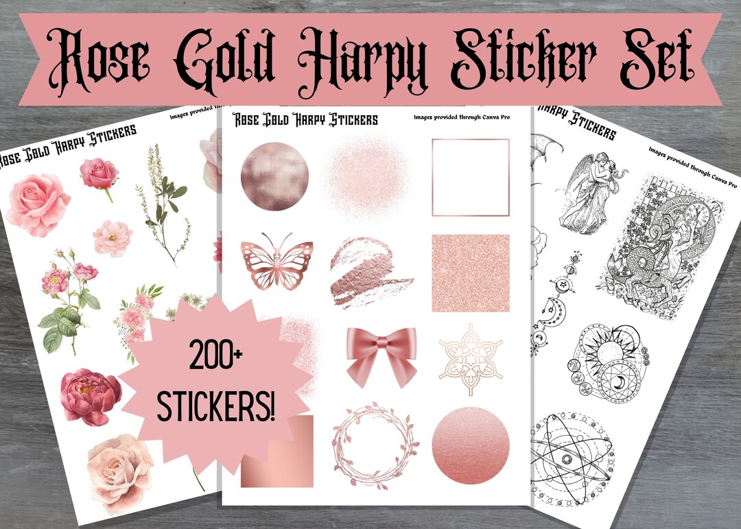 Digital Stickers | Rose Gold Harpy Sticker Set | Goth Planner Stickers ...