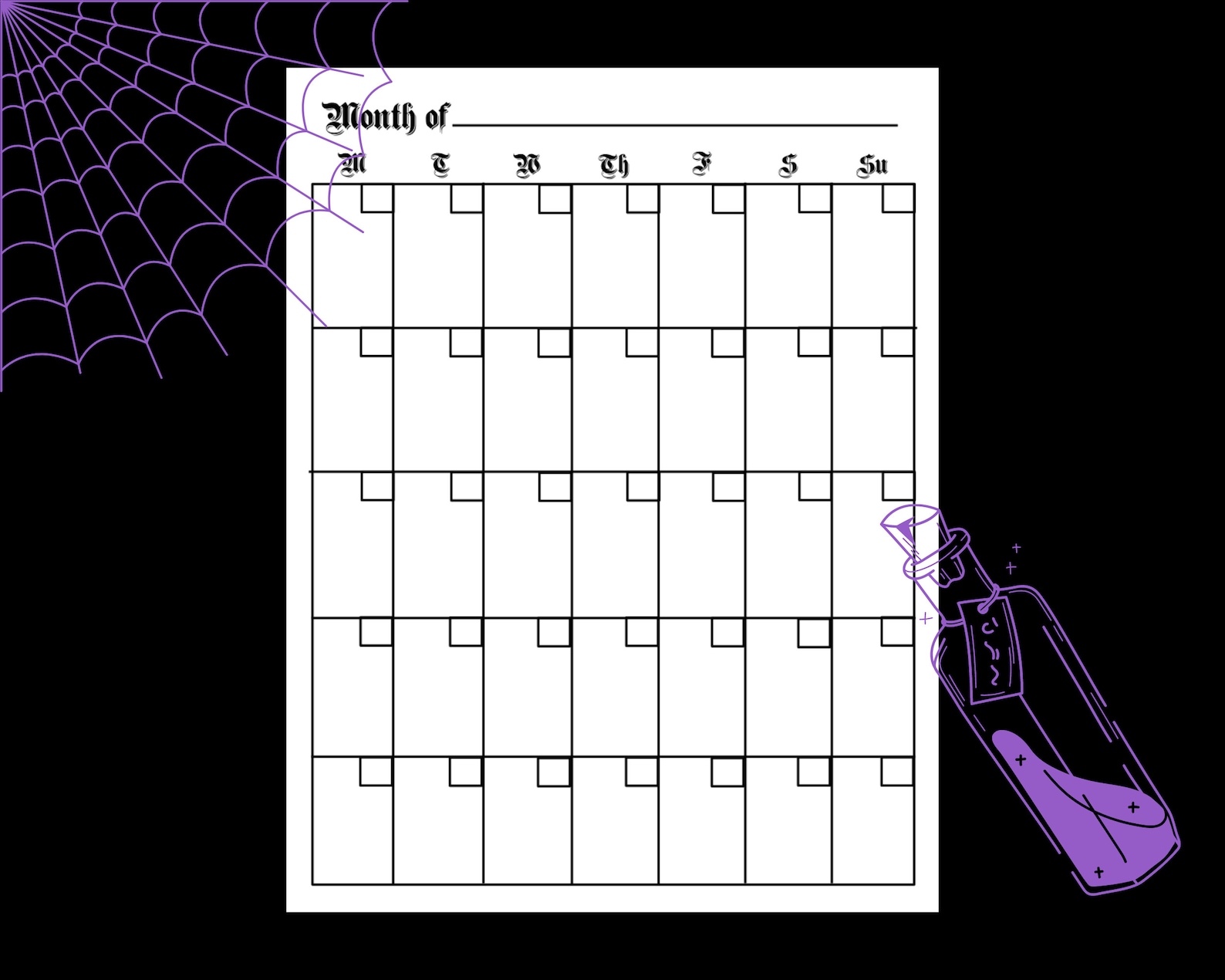 Goth Planner Pages With Day, Week, and Month | Printable Planner ...