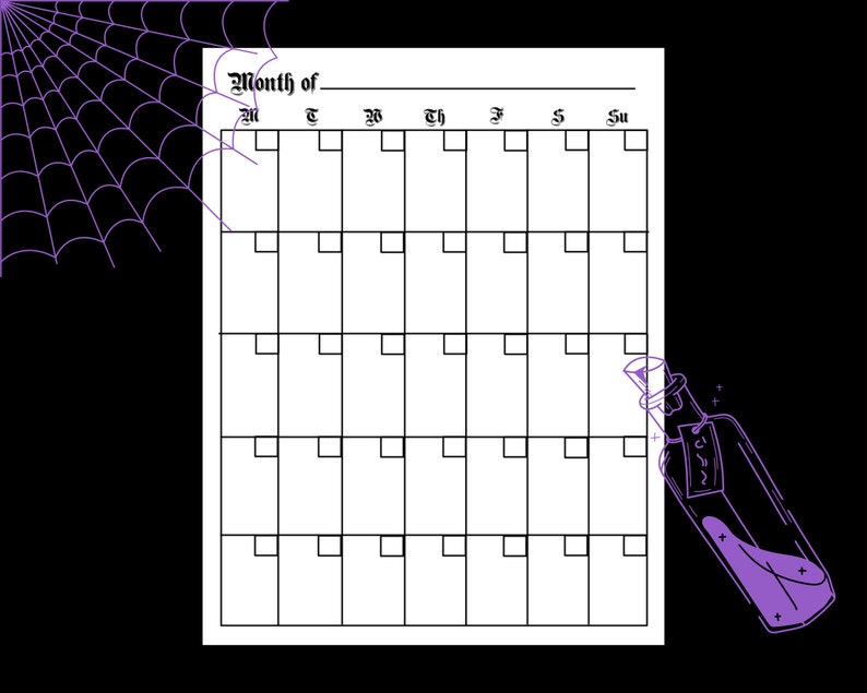 Goth Planner Pages With Day, Week, and Month | Printable Planner ...