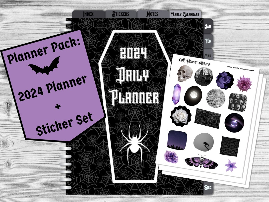 2024 Spider Coffin Gothic Planner PACK in PURPLE | Planner and Stickers ...