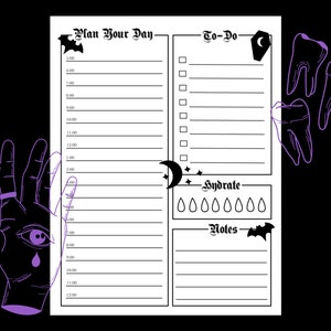 Goth Planner Pages With Day, Week, and Month | Printable Planner ...