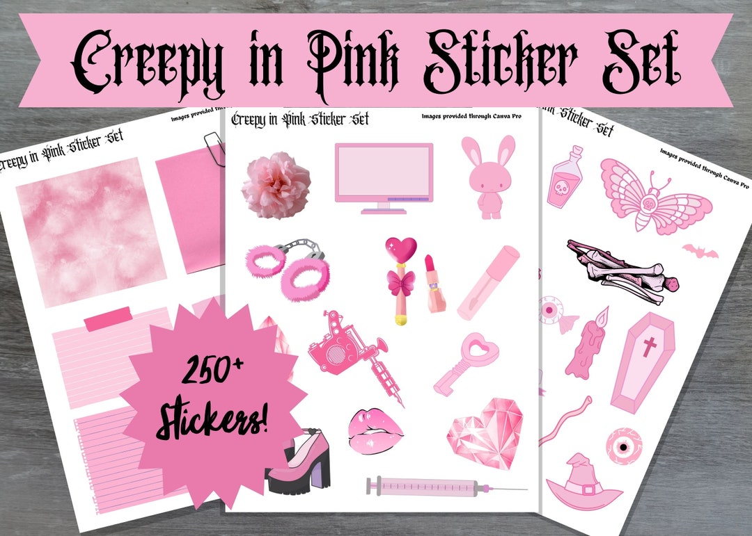 Digital Stickers | Creepy in Pink Goth Planner Stickers | PNG Digital ...