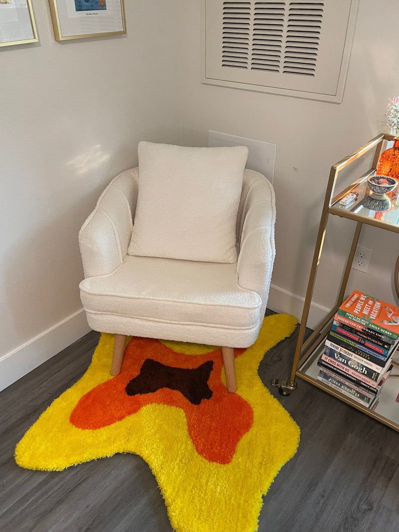 Abstract Handmade Tufted Rug 70's Inspired Irregular Shaped Rug Free ...