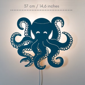 Octopus Kids Wall Light, Ocean Nursery Sconce. Wall Hanging Animal Plug ...