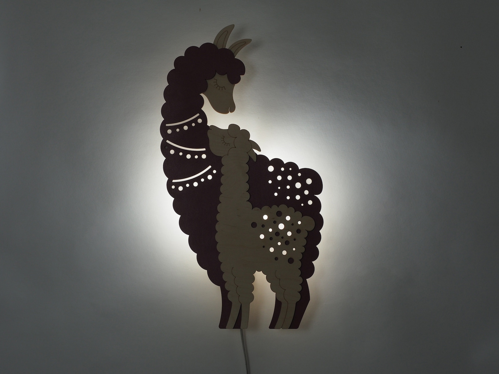 Wooden Llama Lamp With Cord. Nursery Plug in Wall Sconce. - Etsy