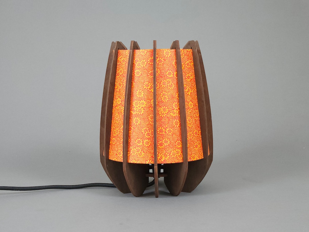 Orange Nightlight: Wooden Plug in Lamp With Lokta Paper Shade. - Etsy