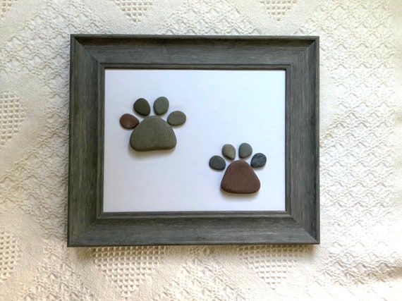 Pebble art dog paw prints dog print wall art dog print | Etsy