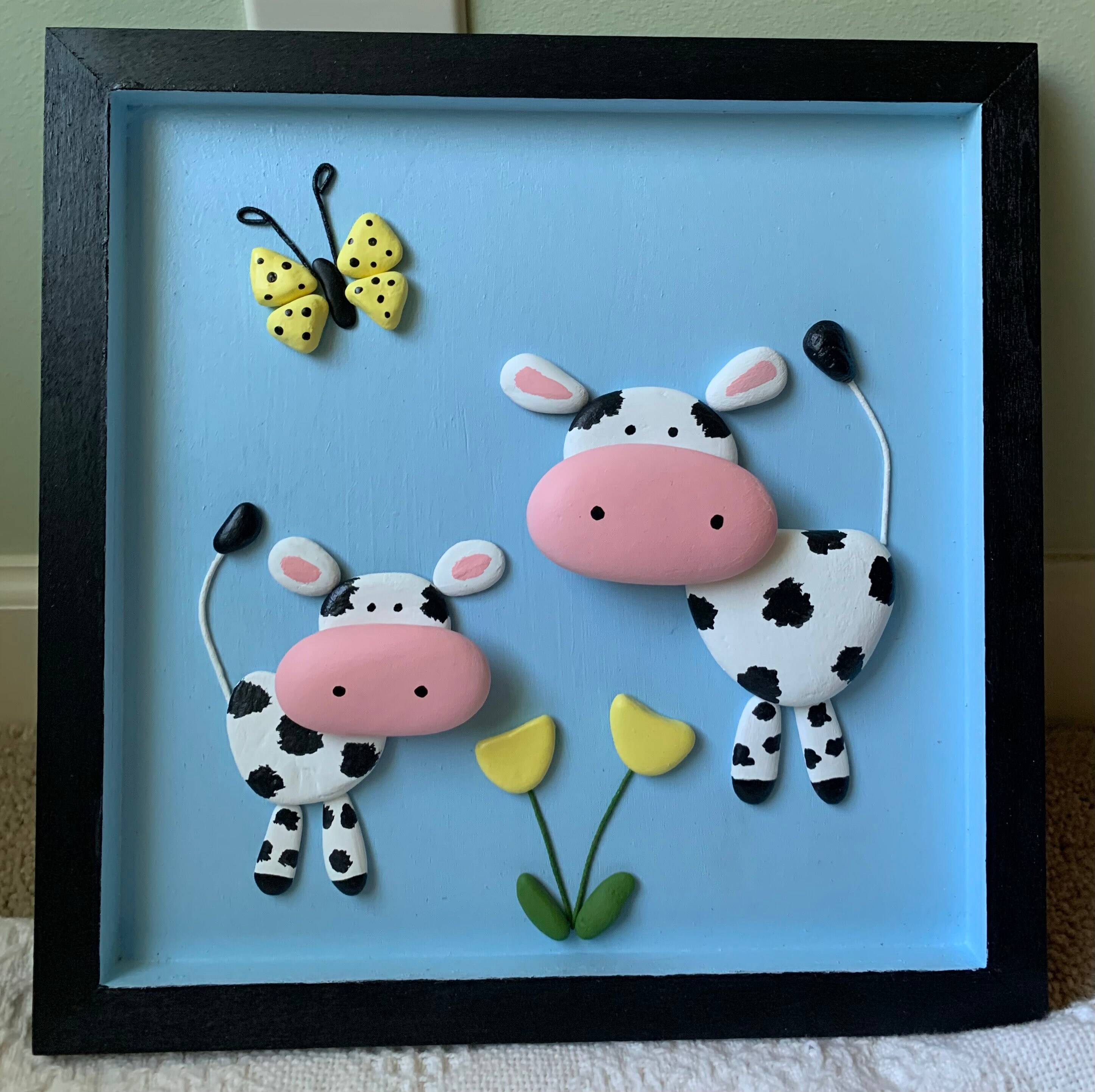 Cow Decor, Cow Art, Cow Pebble Art, Nursery Wall Art, Cow Lover Gift ...
