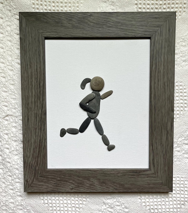 Runner Wall Art, Jogging Decor, Athlete Gift, Pebble Art Runner, Stone ...