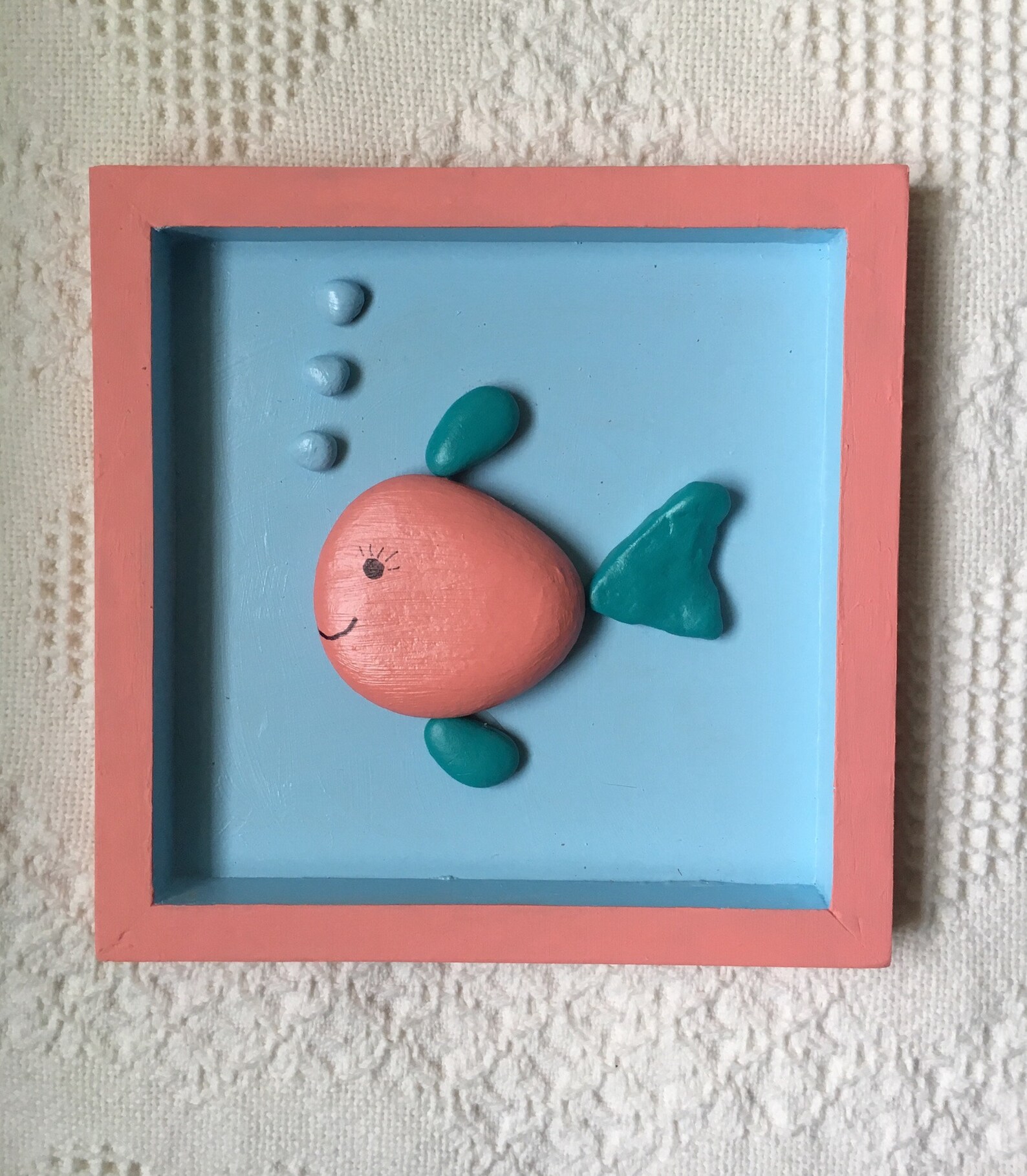 Fish Decor Fish Pebble Art Framed Painted Pebble Art for | Etsy
