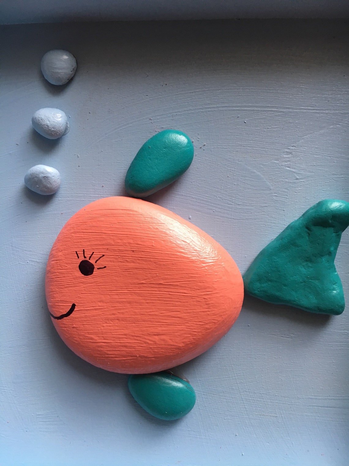 Fish Decor Fish Pebble Art Framed Painted Pebble Art for | Etsy