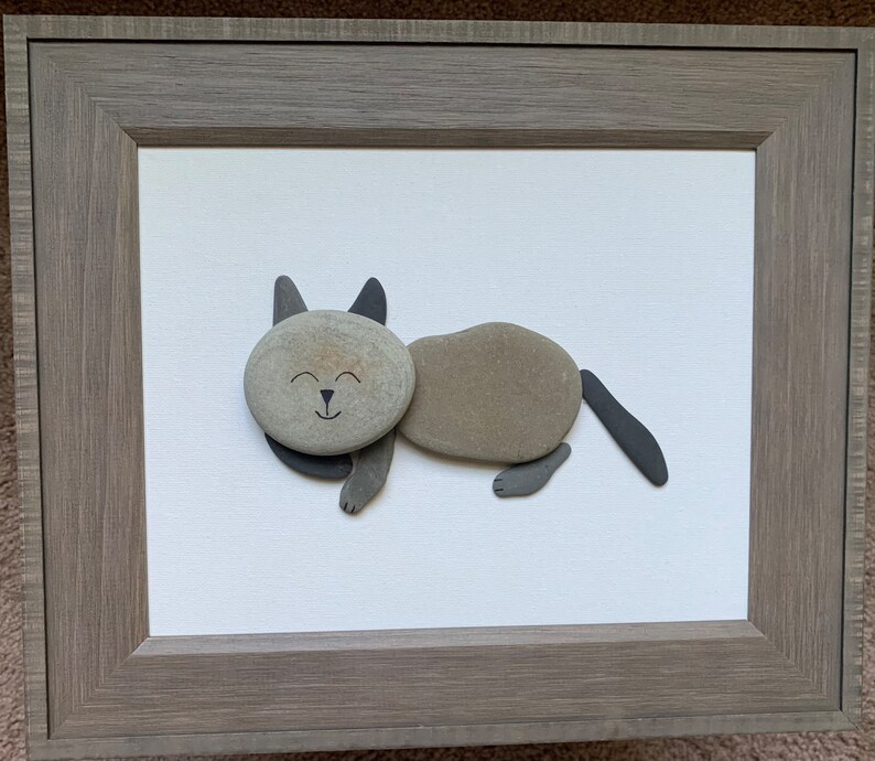 Pebble Art Cat Pebble Art Kitten Cat Lover Gift Kitten Wall - Etsy