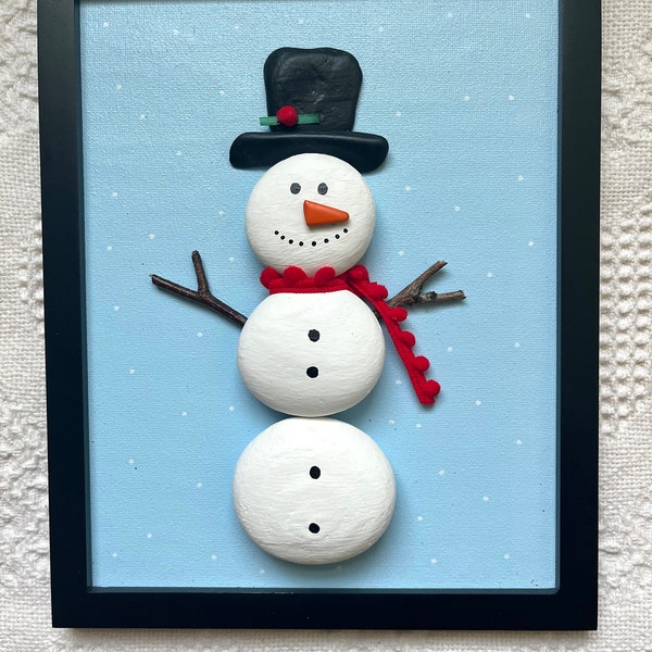 Snowman Pebble Art - Etsy