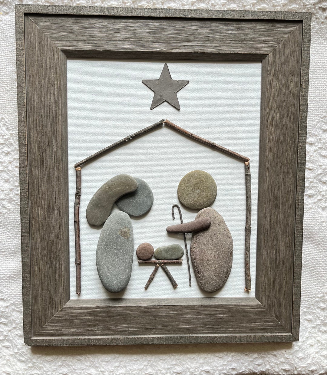 Pebble Art Nativity Scene: Lake Ontario Stone Christmas Decor - Etsy