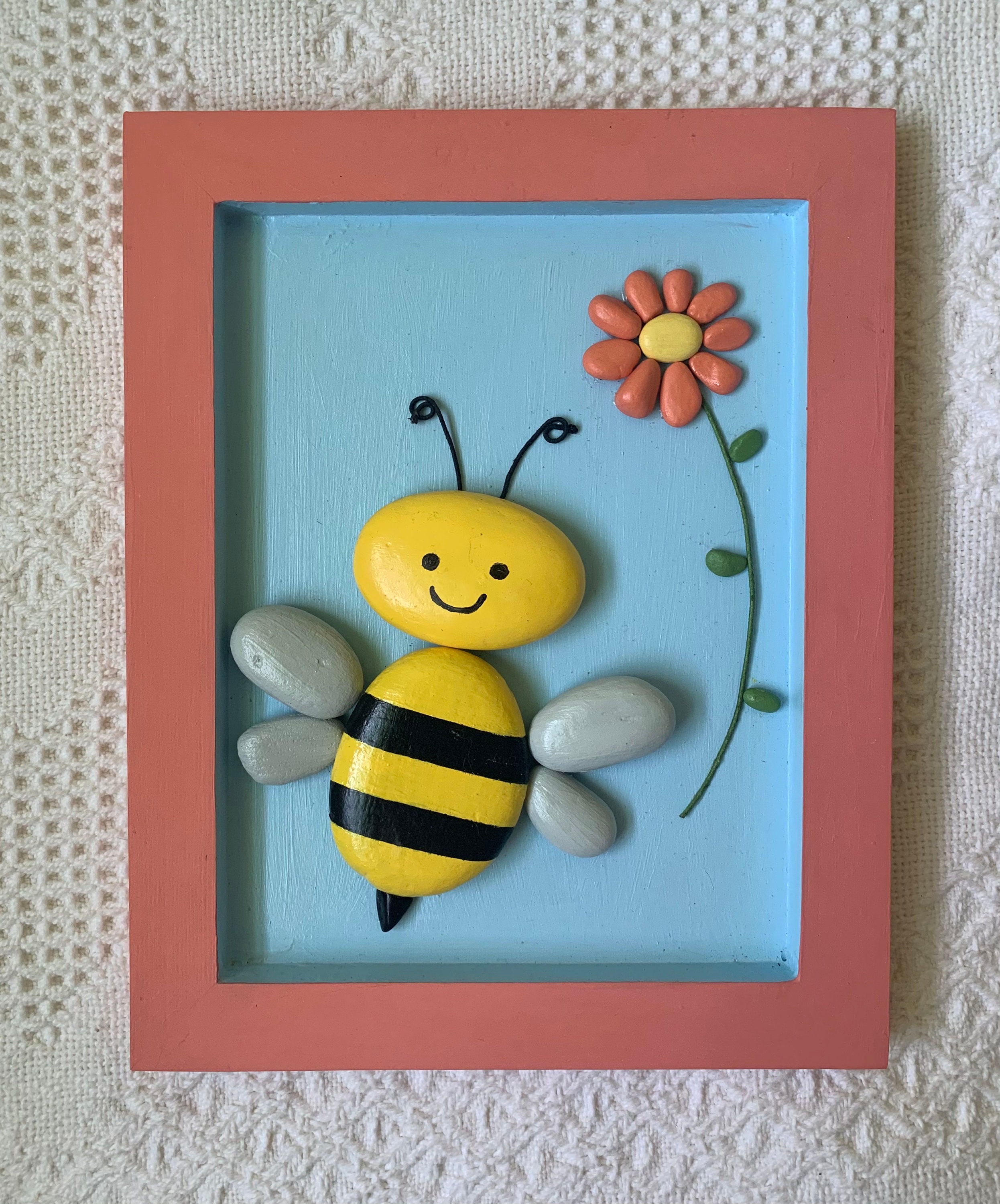 Bumble bee pebble art, bumble bee wall art, bumble bee decor, nursery ...
