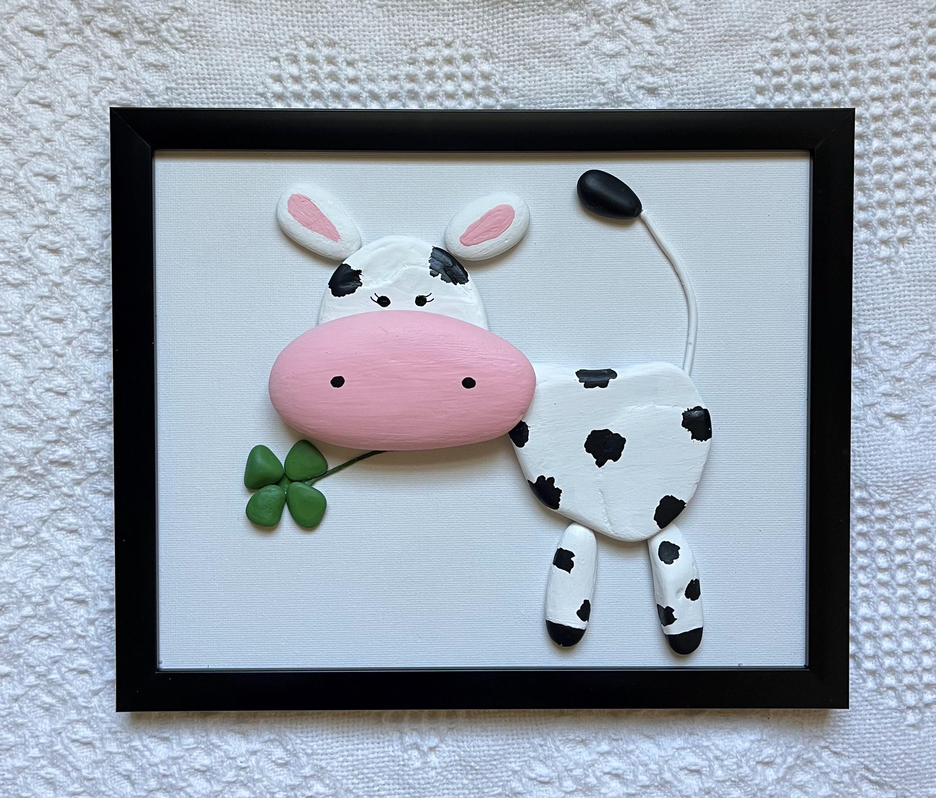 Handmade Cow Pebble Art, Framed Lake Ontario Stone Art - Etsy